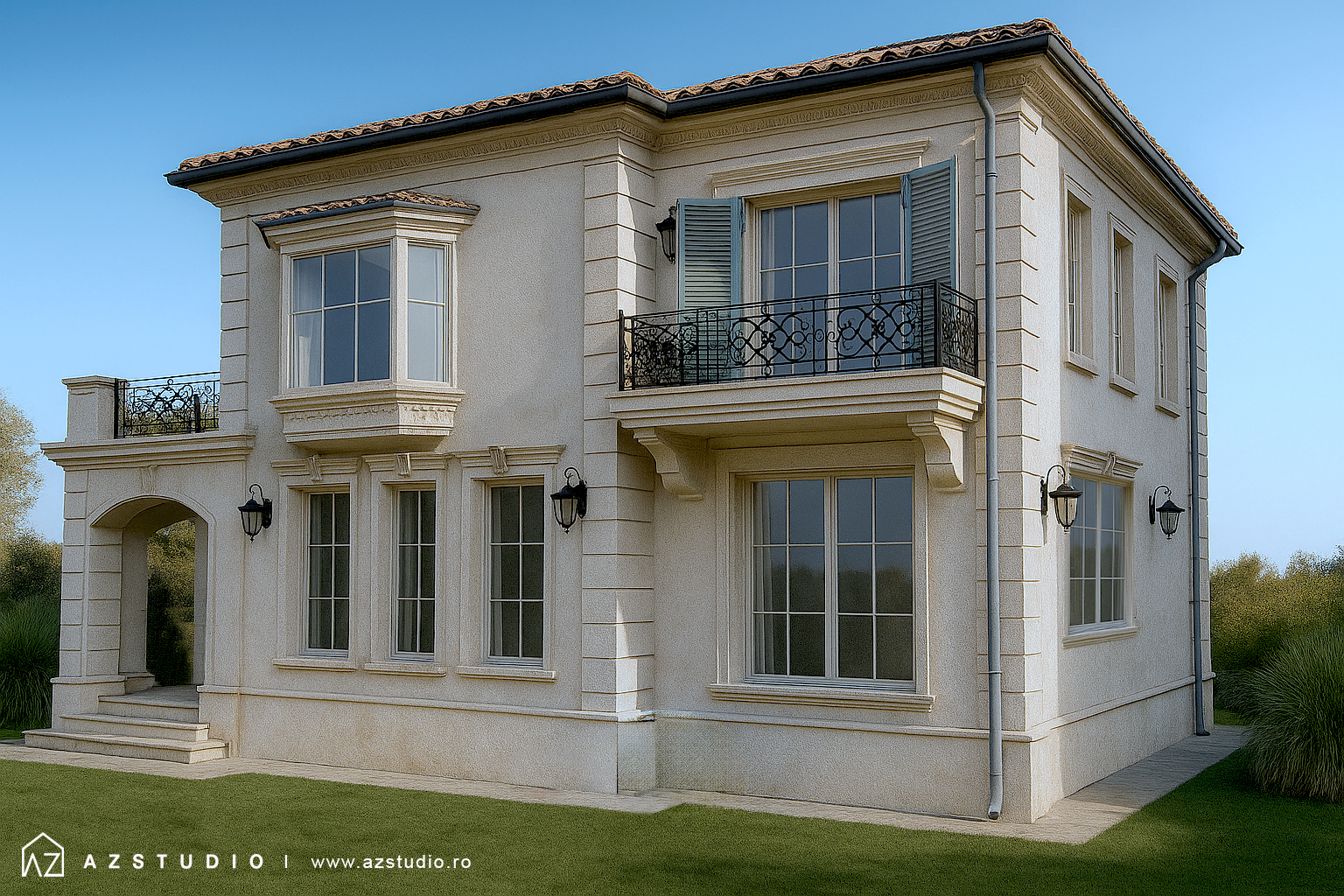 Casa stil clasic cu influente mediteraneene - 295mp, 5 dormitoare, 3 bai